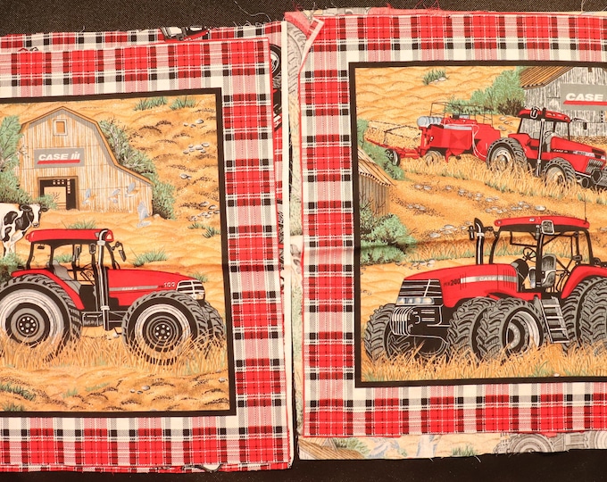 Spring Industries Fabric Panels Red Case Tractor IH Barn Farm Scene Set ...