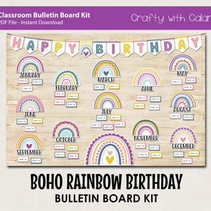 Boho Rainbow Bulletin Board Kit Rainbow Classroom Birthday - Etsy