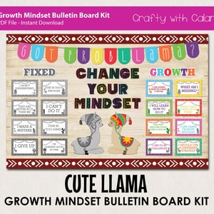 Growth Mindset Bulletin Board Kit Cute Llama Classroom - Etsy