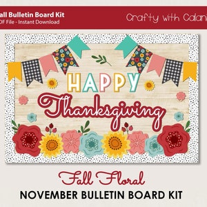 Thanksgiving Bulletin Board Kit, Flowers Bulletin Board, Fall Classroom ...