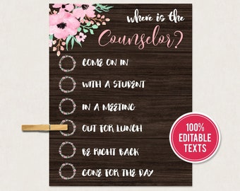 Counselor Door Sign | Etsy