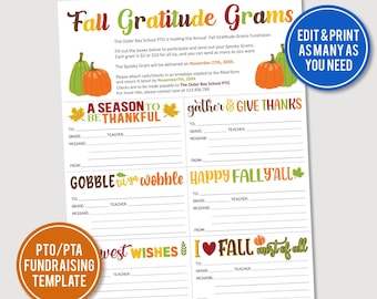 Thanksgiving Candy Gram Template School Fundraiser Gratitude - Etsy