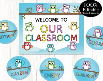 EDITABLE Printable Teacher Classroom Door Sign Owl Classroom - Etsy Canada