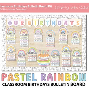 Birthday Board Classroom Decor, Rainbow Classroom Theme, Editable ...