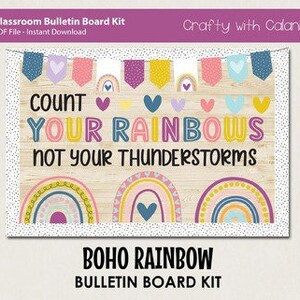 Boho Rainbow Bulletin Board Kit, Boho Rainbow Classroom Door Decor ...