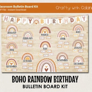 Boho Rainbow Bulletin Board Kit Rainbow Classroom Birthday - Etsy