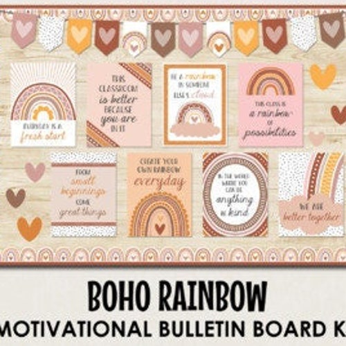 Boho Rainbow Bulletin Board Kit Rainbow Motivational Bulletin - Etsy