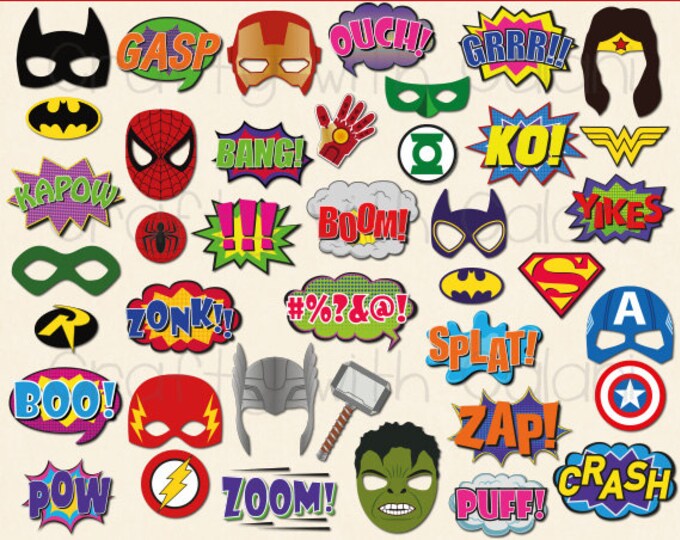 Super Hero Photo Booth Props - Etsy