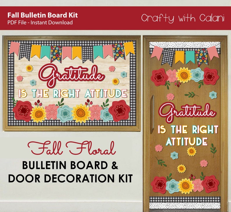 Thanksgiving Bulletin Board Kit Flowers Bulletin Board Fall - Etsy