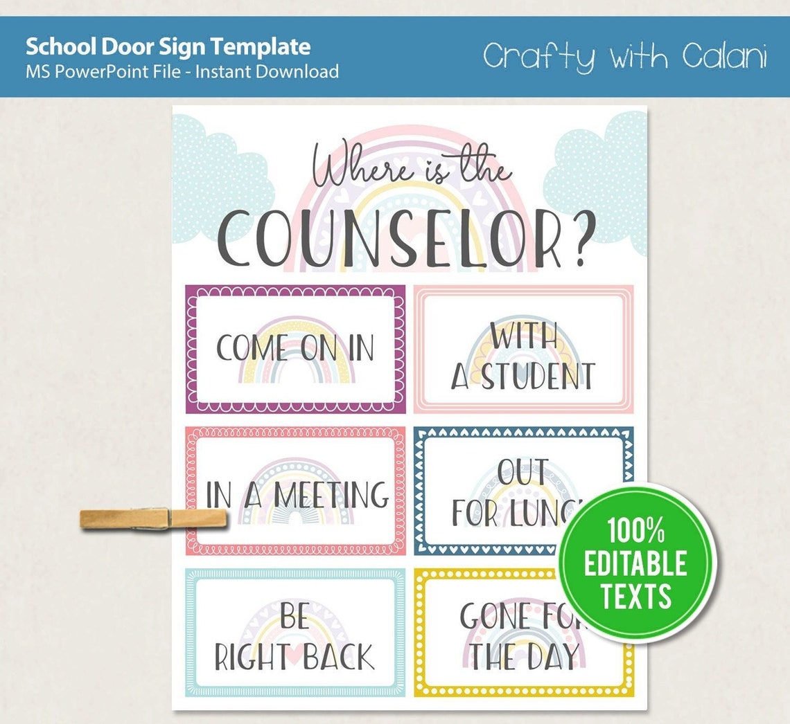 School Door Sign Template Personalized Door Sign Where is - Etsy