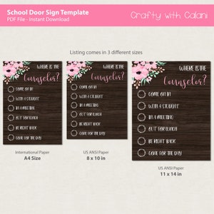 School Door Sign Template, Chalkboard Door Sign, Where is the Counselor ...