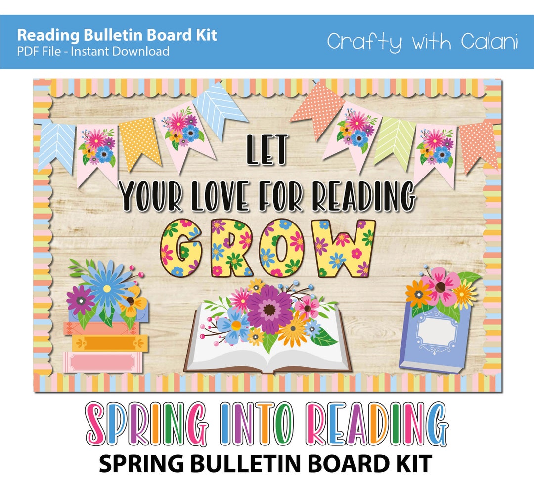 Reading Bulletin Board Kit, Classroom Bulletin Board, Spring Reading ...
