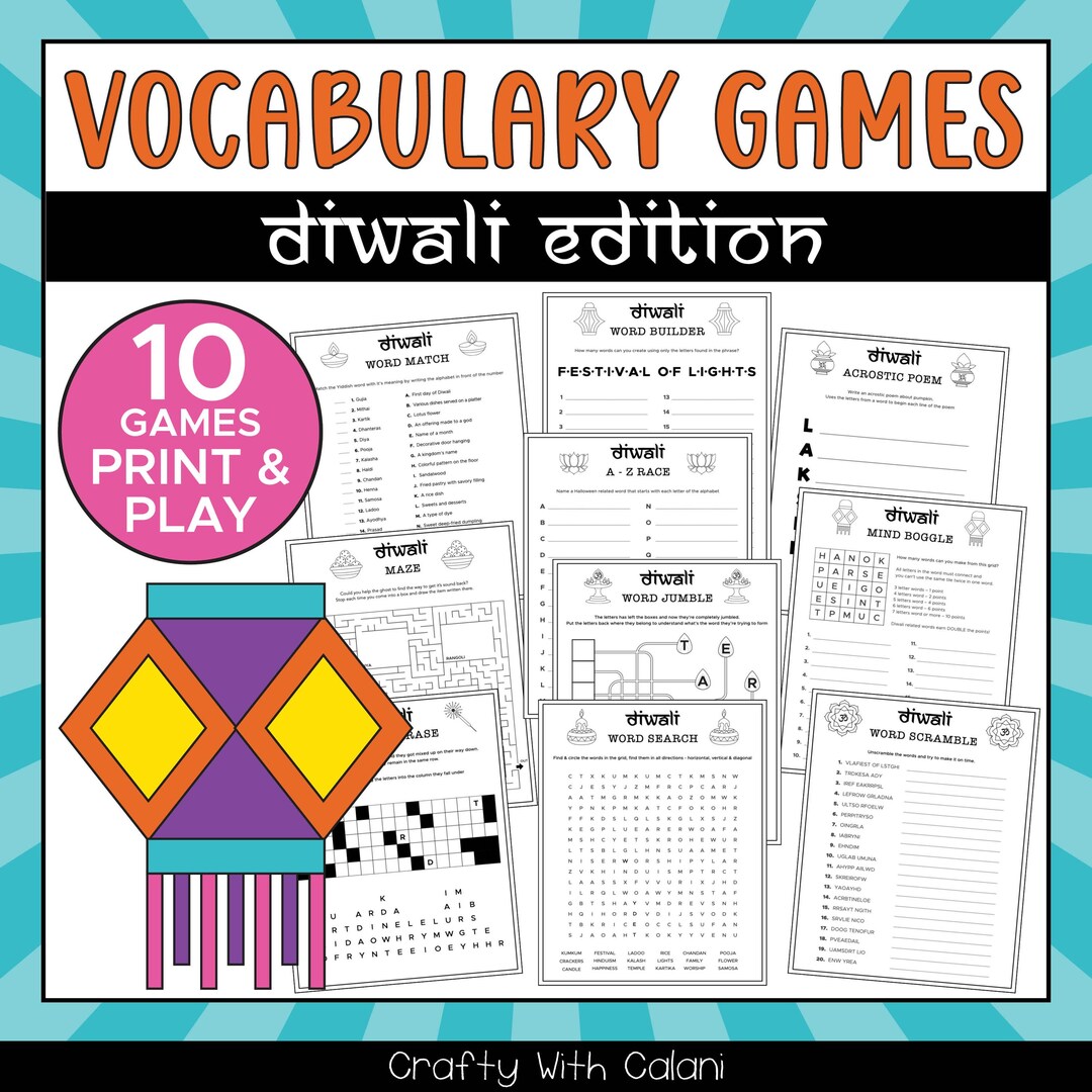 Diwali Word Games, Diwali Party Game, Diwali Activities Worksheets ...