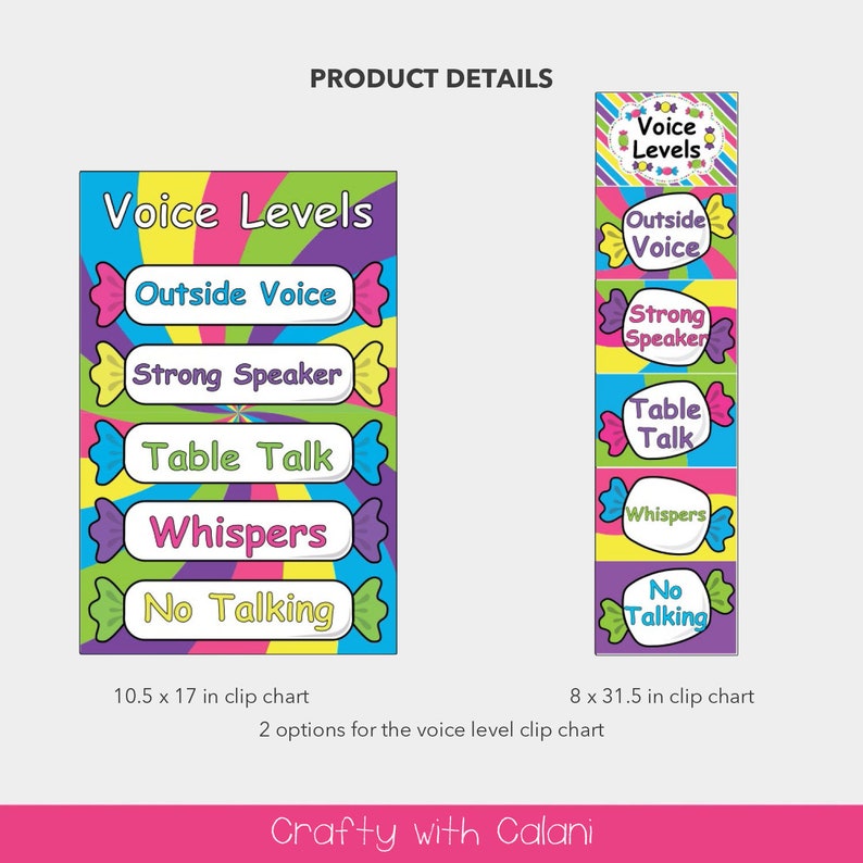 Classroom Voice Level Chart Candy Classroom Theme Classroom | Etsy