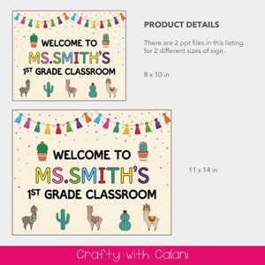 Classroom Welcome Sign, Llama Classroom, Classroom Door Sign Template ...