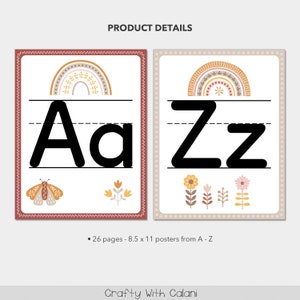 Alphabet Poster Classroom Decoration, Boho Rainbow Classroom, ABC ...