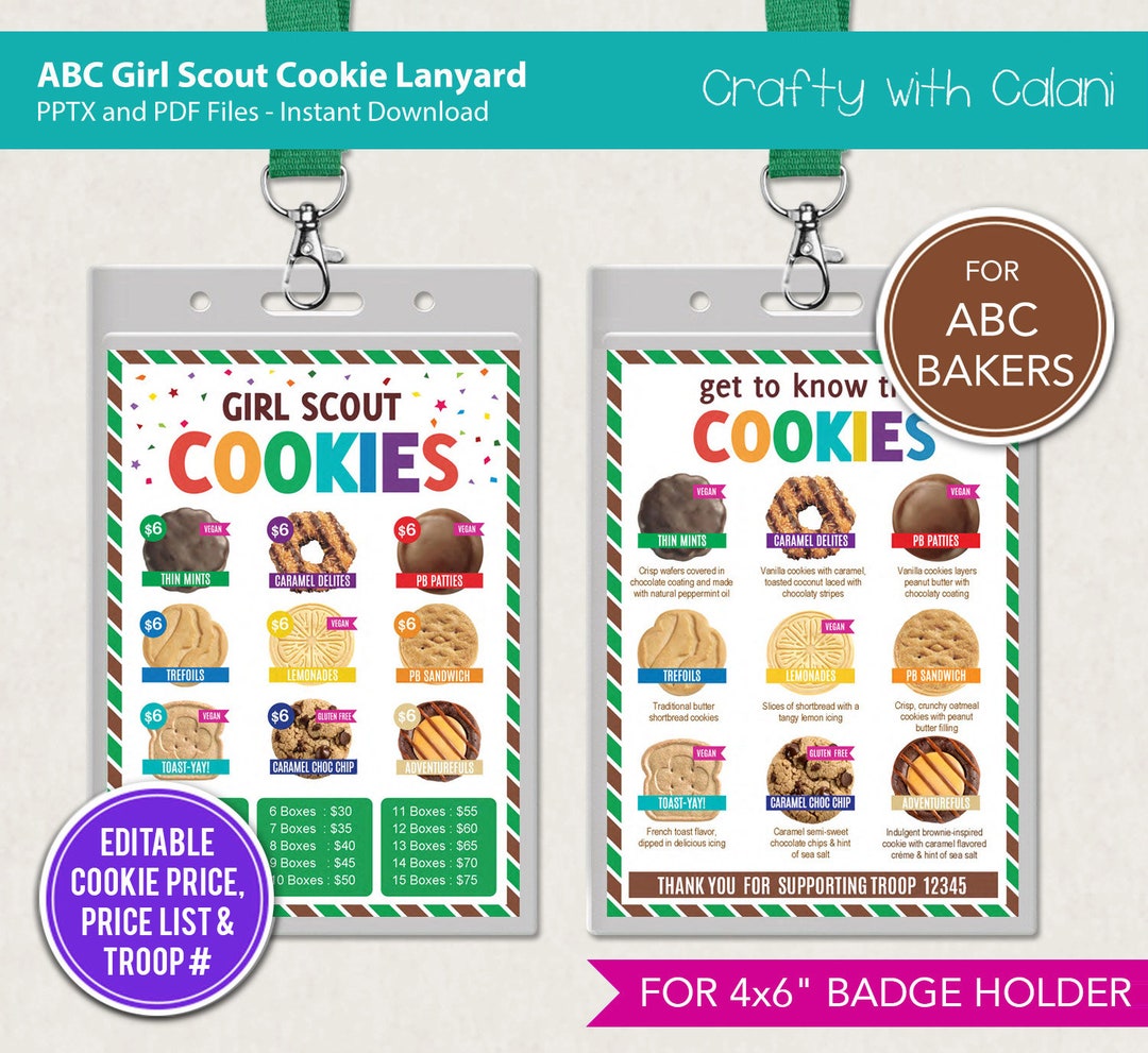 Girl Scout Cookie 2024 Lanyard, ABC Cookie Lanyard, ABC Cookie Price ...