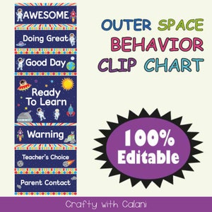 Classroom Behavior Chart, Space Classroom Theme, Solar System Behavior ...