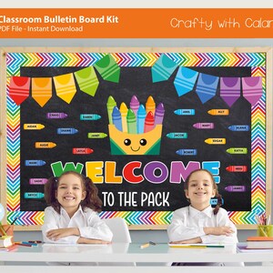 Back to School Bulletin Board Kit, Classroom Bulletin Board, Crayon ...