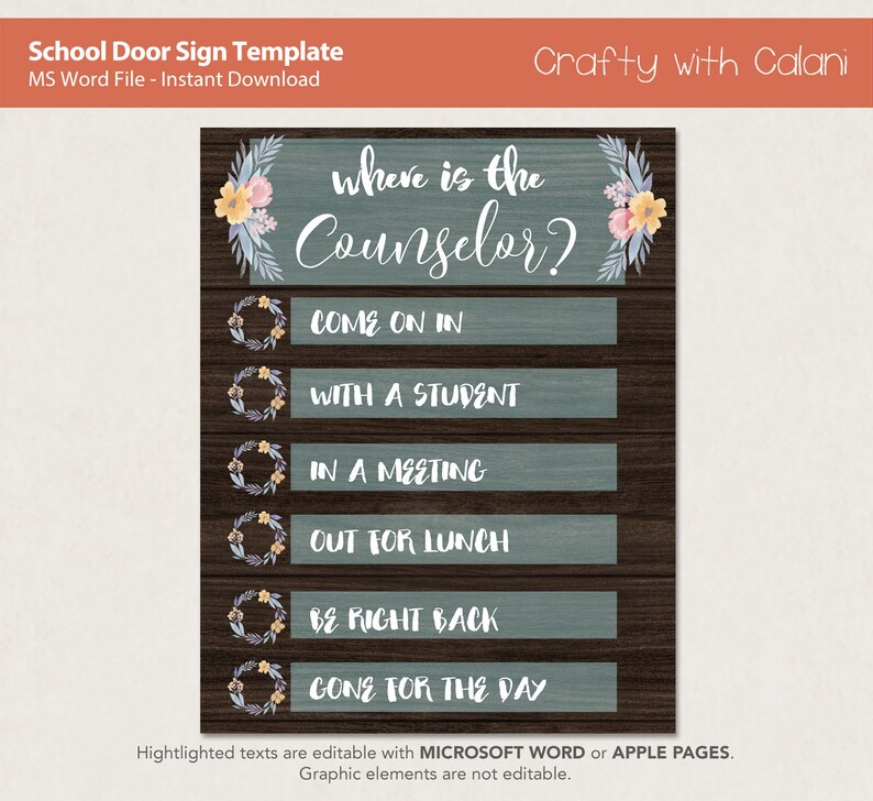 School Door Sign Template Personalized Door Sign Where is | Etsy