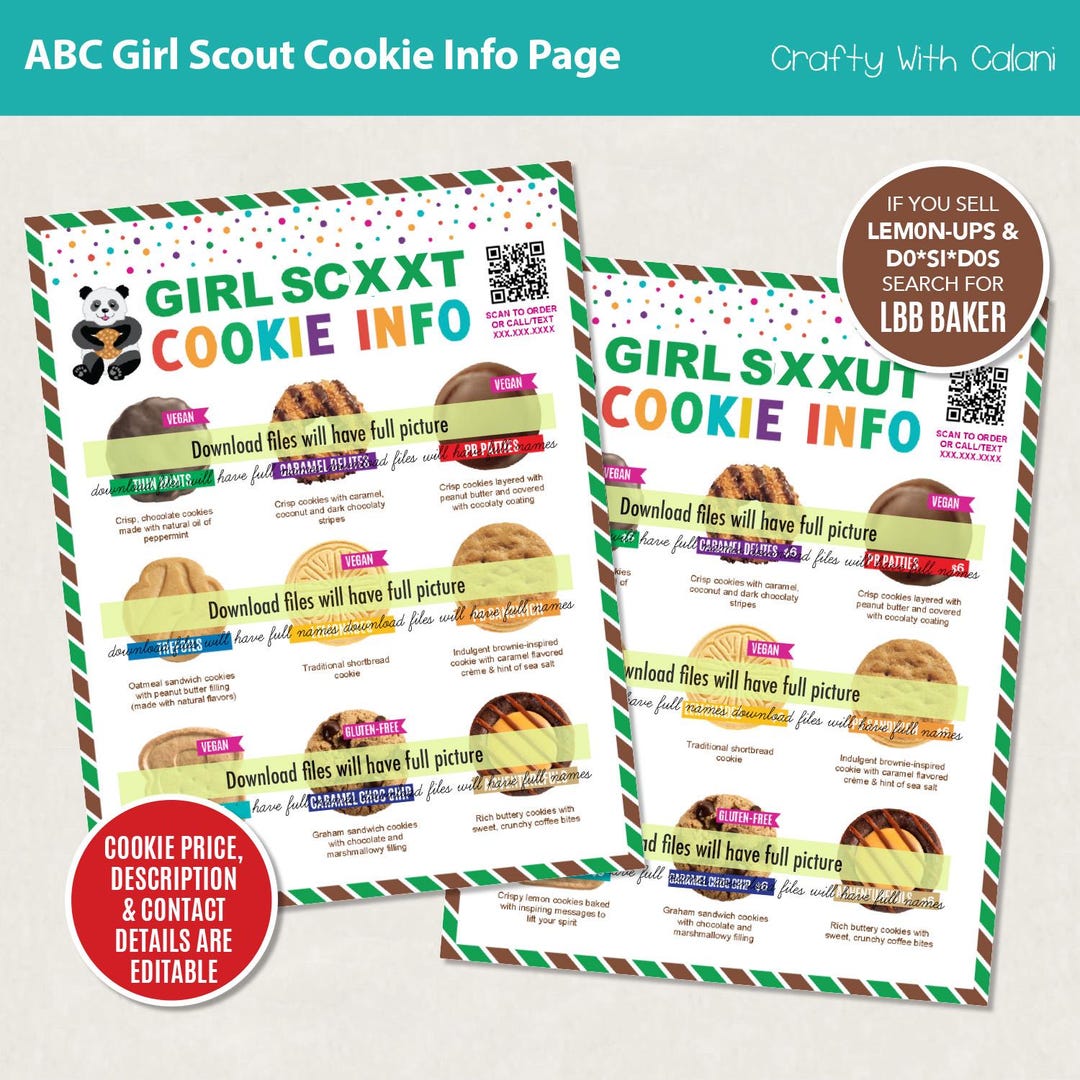 Scout Cookie 2025 Info, ABC Scout Cookie Flyer, Scout Cookie Poster ...