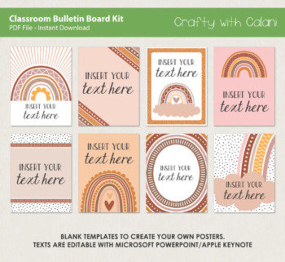 Boho Rainbow Bulletin Board Kit Rainbow Motivational Bulletin - Etsy