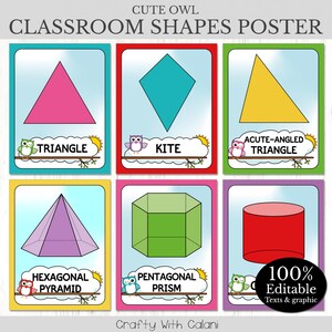 Shapes Poster Classroom Decoration, Owl Classroom Theme, 2D & 3D Shape ...