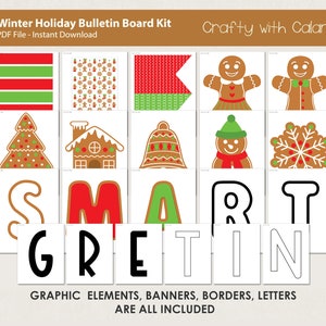 Christmas Bulletin Board Kit, Winter Classroom Door Decor, Gingerbread ...