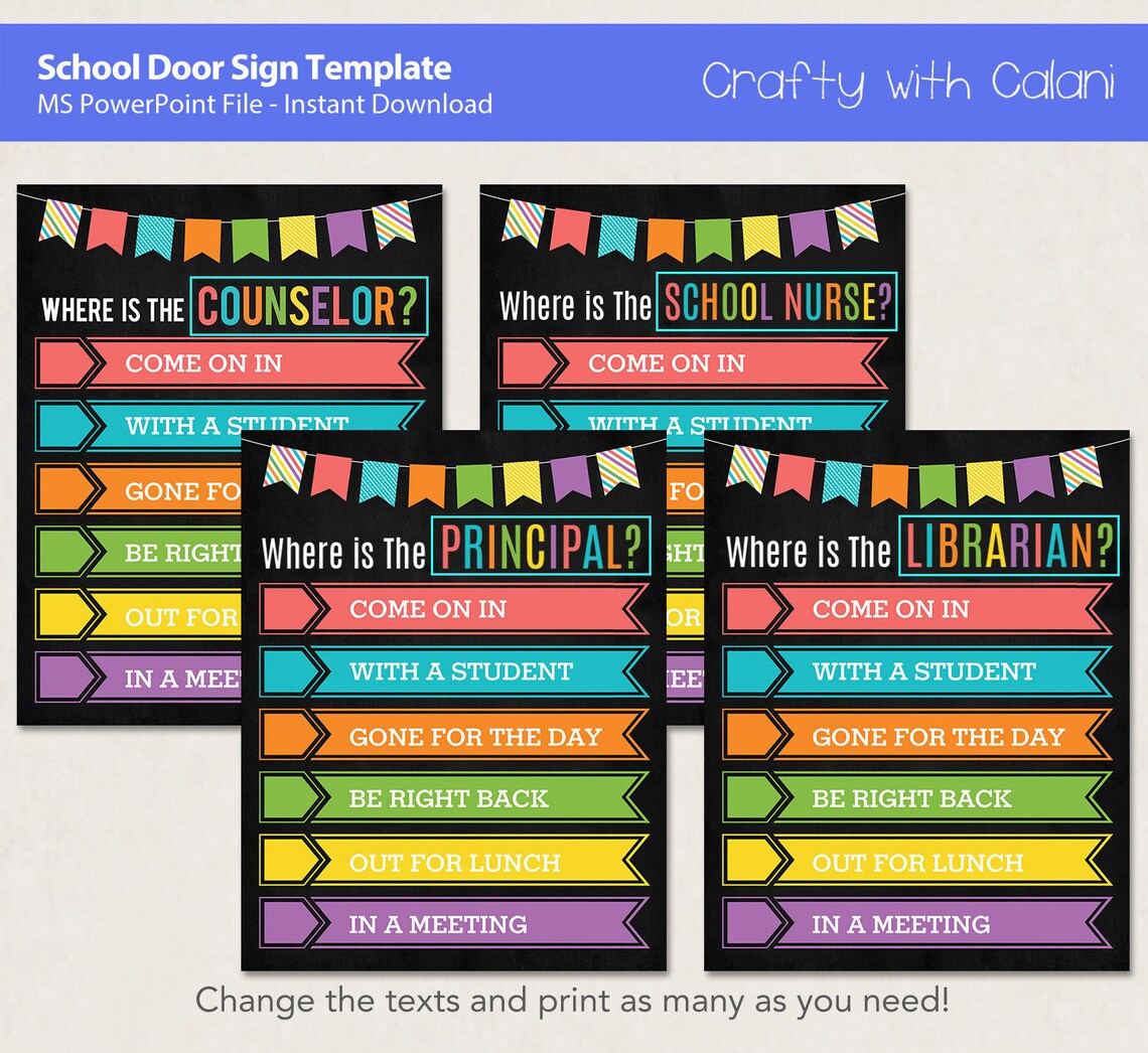 School Door Sign Template Personalized Name Sign Where is | Etsy