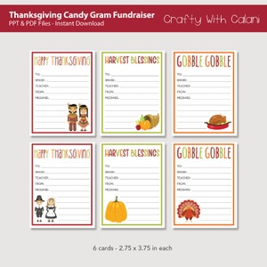 Thanksgiving Candy Gram Template Fall Gratitude Gram PTA PTO - Etsy