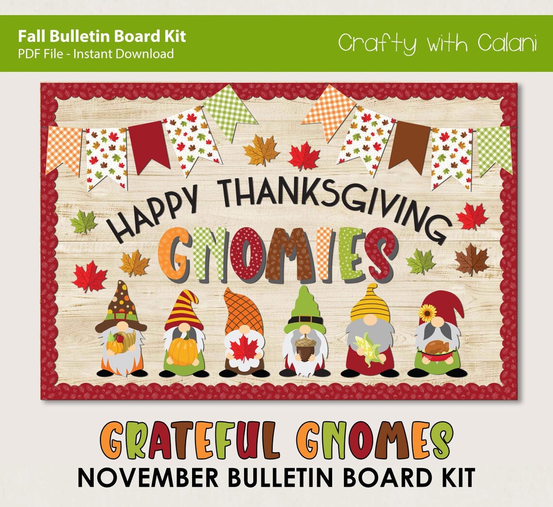 Thanksgiving Bulletin Board Kit Gnome Bulletin Board Fall - Etsy