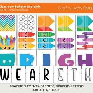 Back to School Bulletin Board Kit, Classroom Bulletin Board, Crayon ...