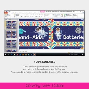 Classroom Supply Label, Space Classroom Theme, Space Classroom Label ...