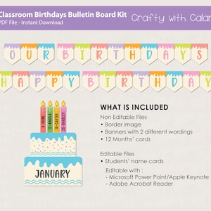 Birthday Board Classroom Decor, Cake Classroom Theme, Editable Class ...