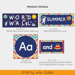 Word Wall Classroom Decoration, Space Theme Classroom, Editable Reading ...