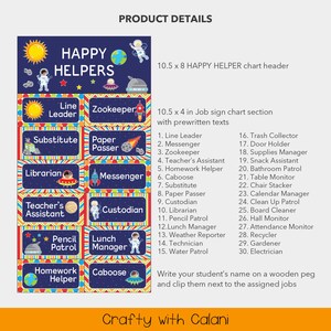 Classroom Jobs Display, Space Classroom Theme, Editable Classroom Job ...