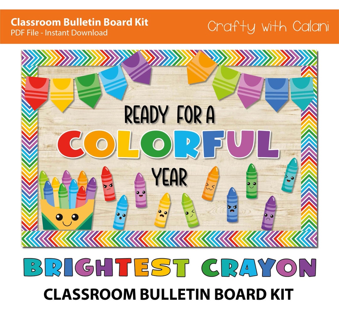 Back to School Bulletin Board Kit, Classroom Bulletin Board, Crayon ...