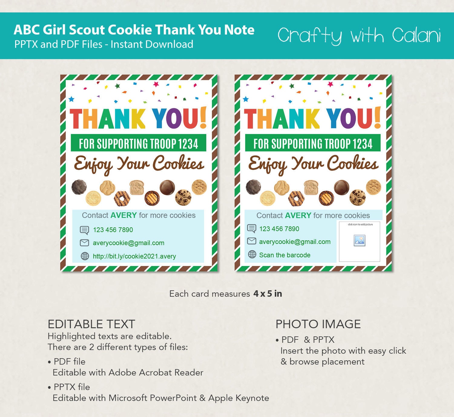 Girl Scout Cookie Thank You Tag ABC Cookie Thank You Note - Etsy