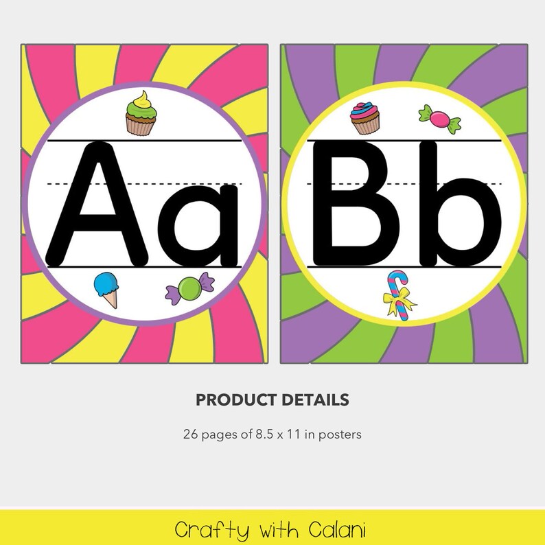 Alphabet Poster Classroom Decoration Candy Themed Classroom - Etsy