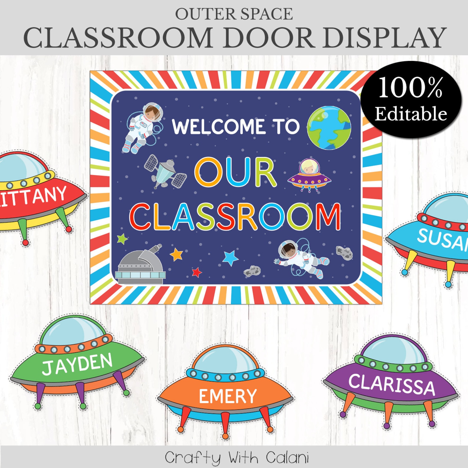 Classroom Welcome Sign, Space Theme Classroom, Galaxy Class Door Sign ...