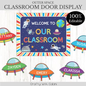 Classroom Welcome Sign, Space Theme Classroom, Galaxy Class Door Sign ...