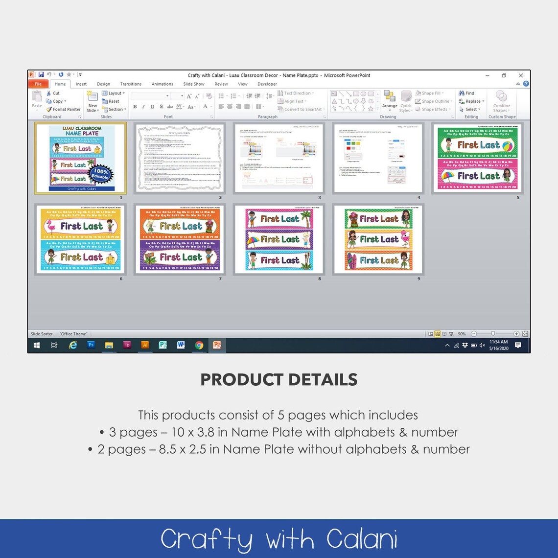 Classroom Name Plate Label Luau Classroom Hawaiian Classroom | Etsy