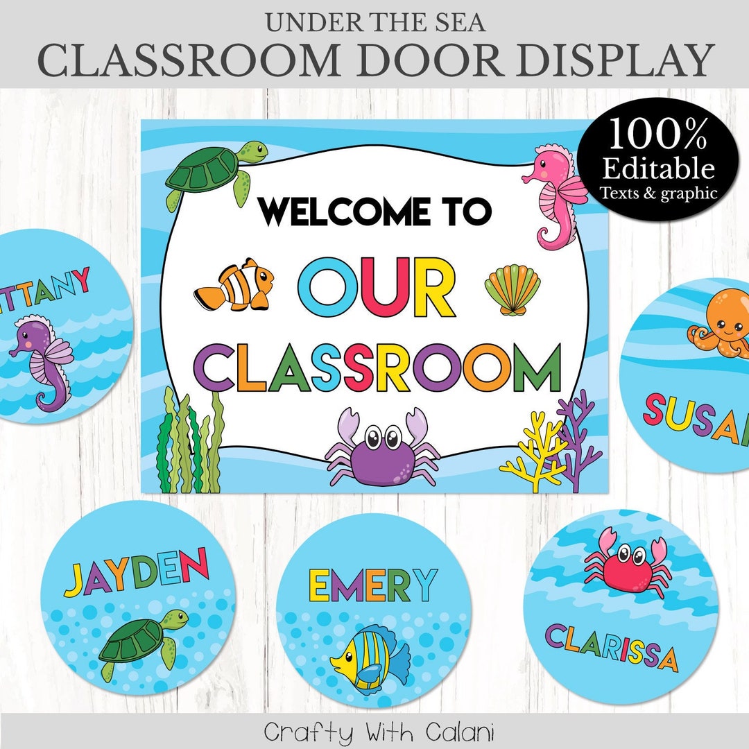 Classroom Welcome Sign, Ocean Theme Classroom, Ocean Door Sign, Welcome ...