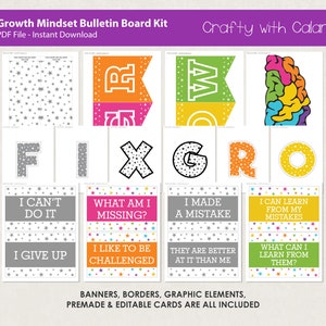 Growth Mindset Bulletin Board Kit, Rainbow Star Classroom Display ...