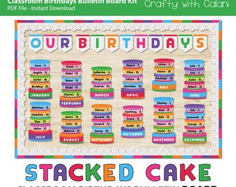 Birthday Board Classroom Decor, Rainbow Cake Classroom Theme, Editable ...