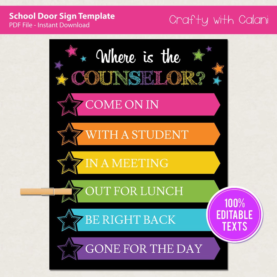School Door Sign Template, Personalized Name Sign, Where is the ...