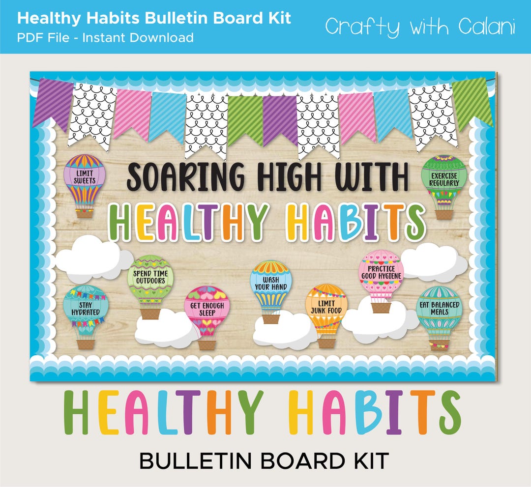 Healthy Habits Bulletin Board Kit, Healthy Habits School, Classroom ...