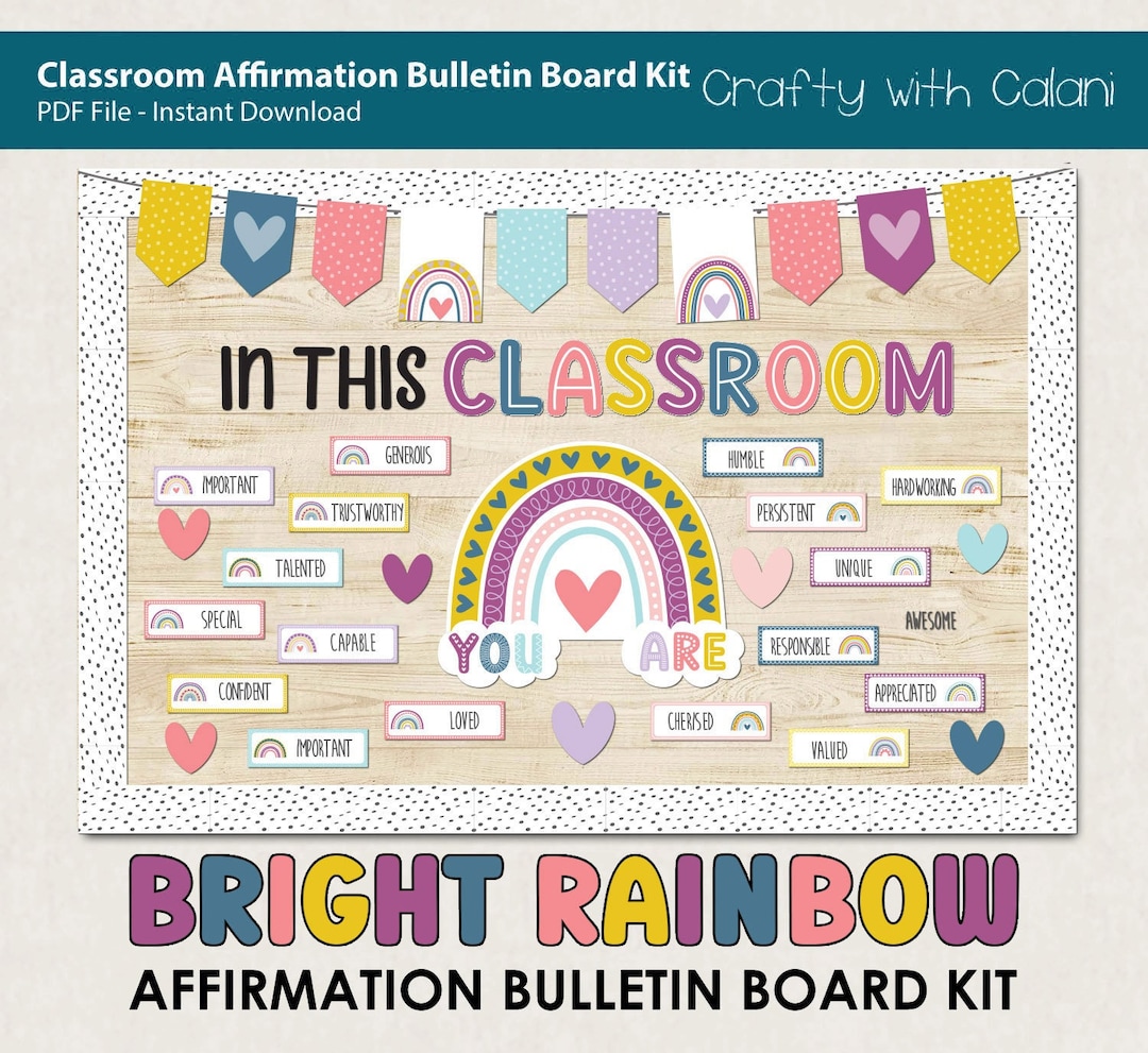 Positive Affirmation Bulletin Board, Classroom Door Decor, Bright ...
