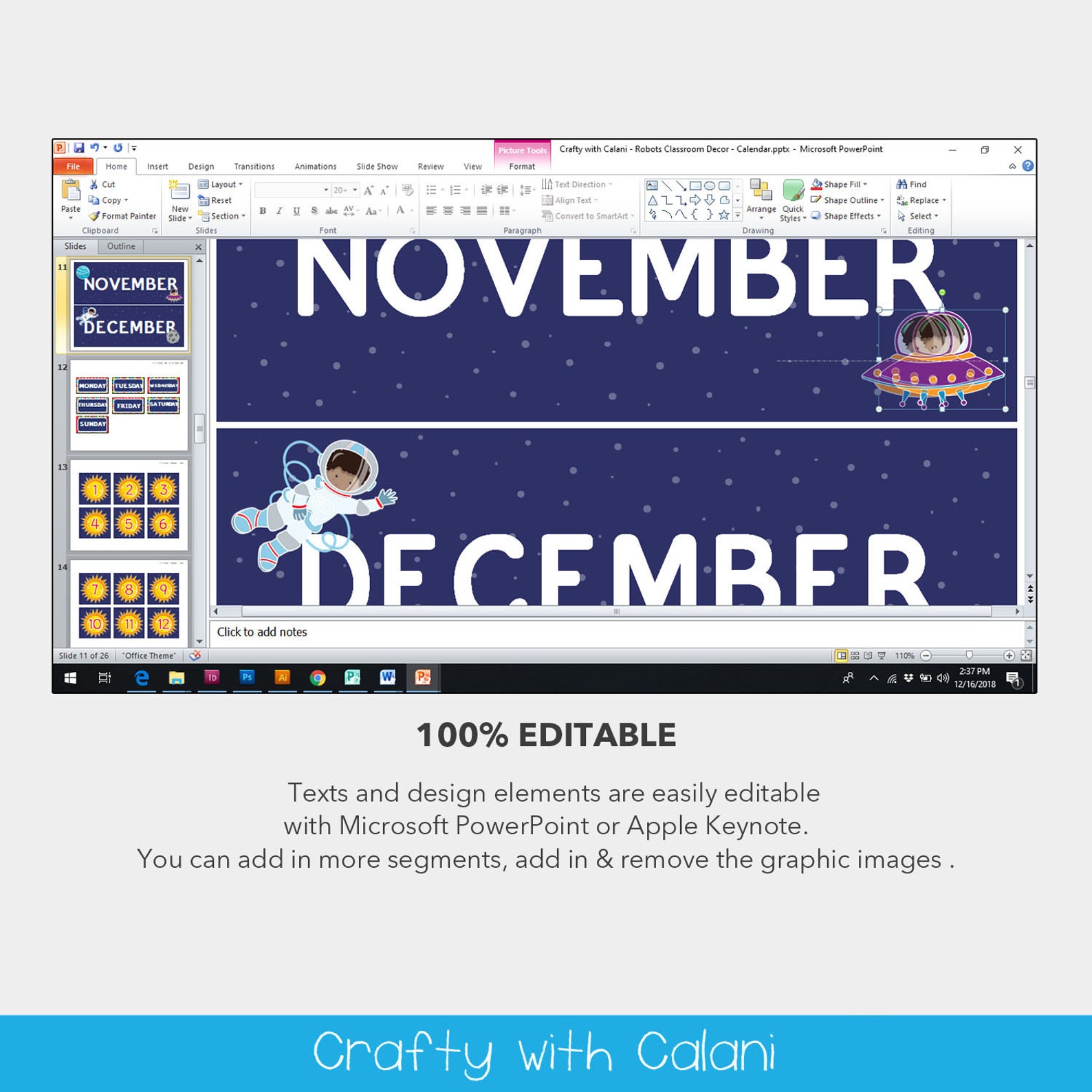 Calendar Classroom Decoration, Space Classroom Theme, Editable ...