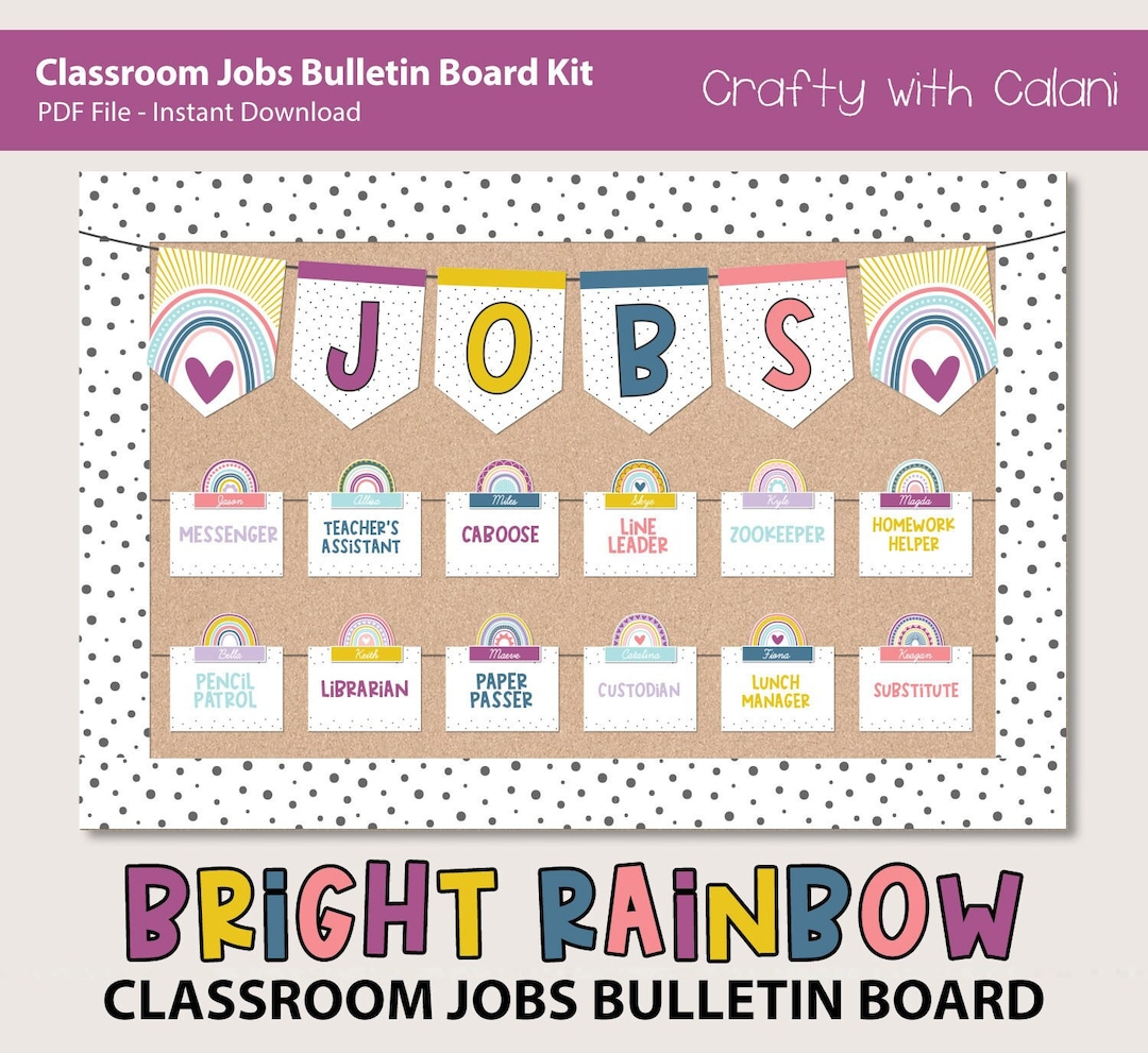 Rainbow Classroom Jobs Display, Classroom Job Chart, Pastel Rainbow Job ...